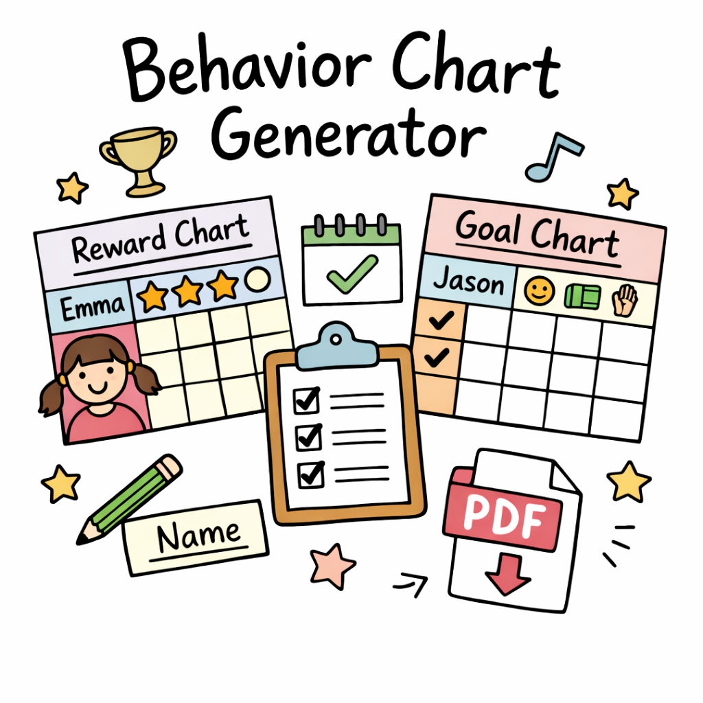 Free Behavior Chart Generator for Teachers — Printable Student Reward ...