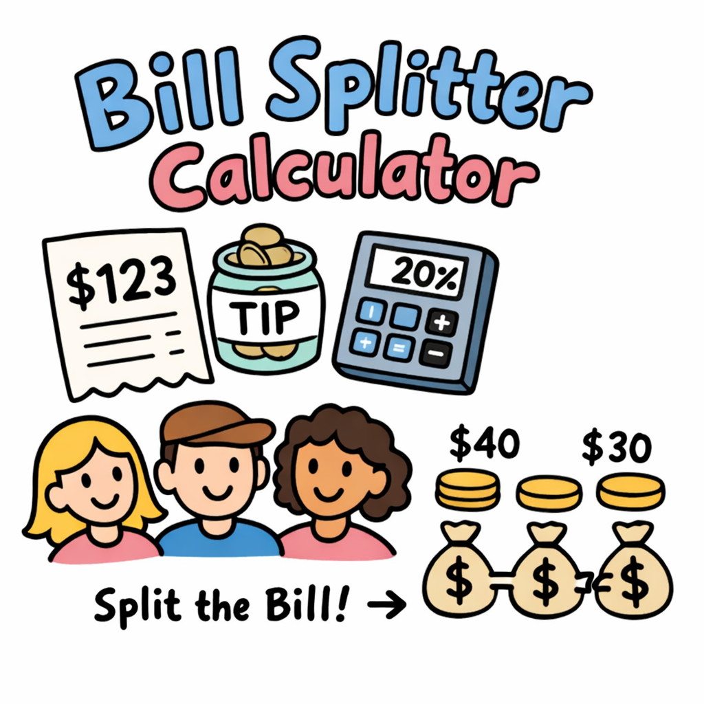 Bill Splitter Calculator – Split a Restaurant Bill With Tip