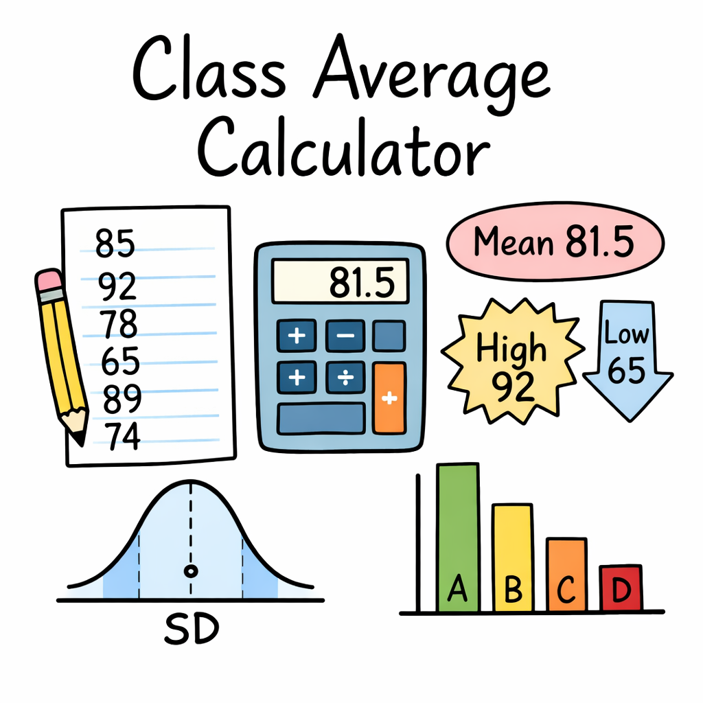 Class Average Calculator — Find Mean, Median & Grade Distribution