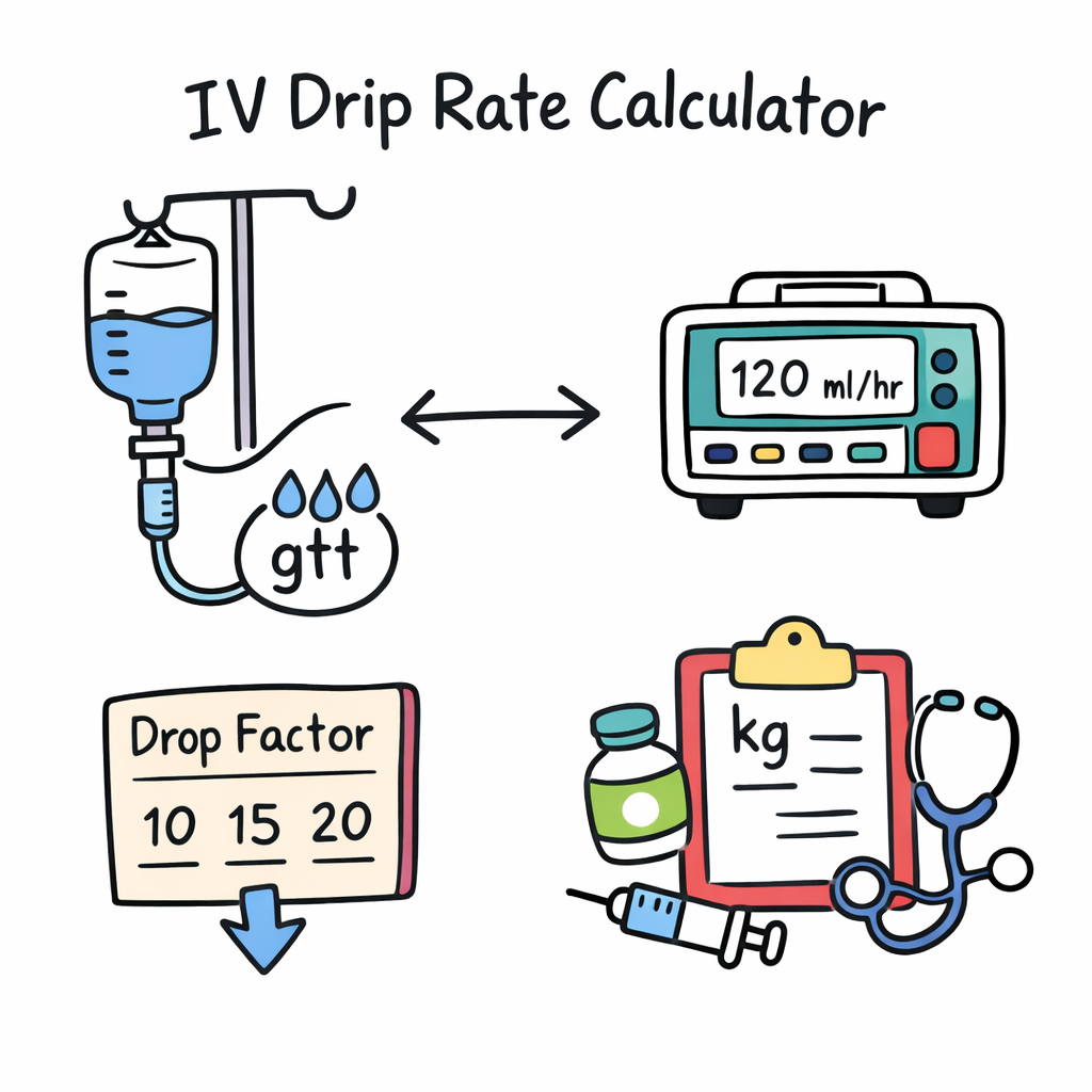 IV Drip Rate Calculator – Calculate Drops Per Minute and mL Per Hour