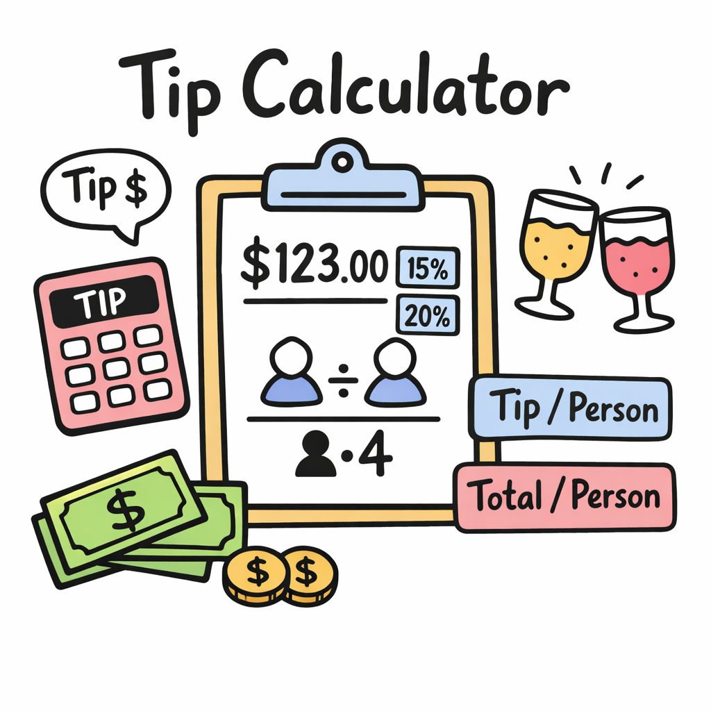 Tip Calculator – Split the Bill & Calculate Tip Per Person